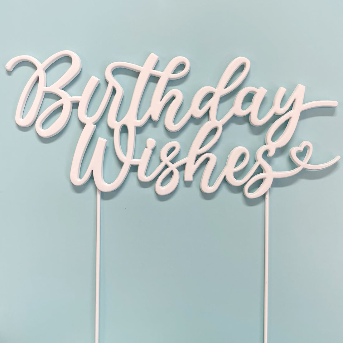 White Metal Birthday Wishes Cake Topper - Elegant Cake Decoration ...