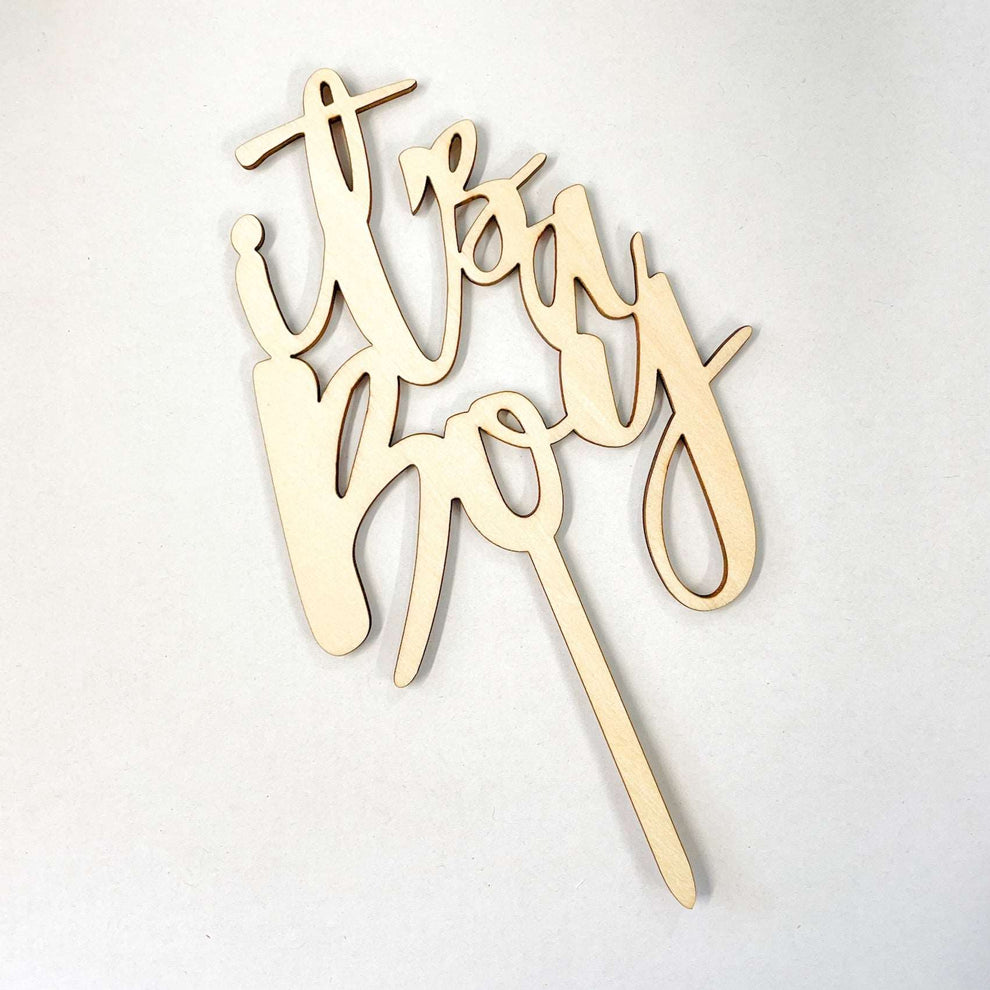 It's a boy, Wood Cake Topper – Clever Crumb
